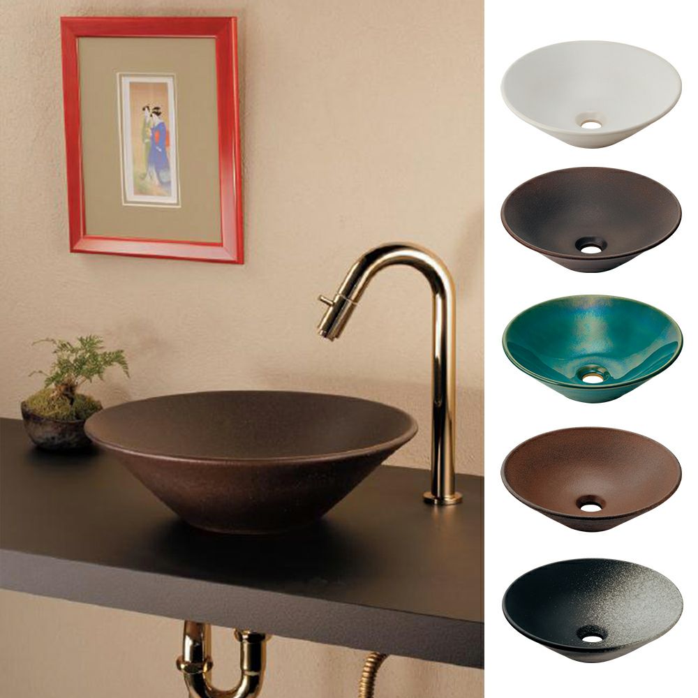 カクダイ 493-266 信楽焼 丸型手洗器 φ350×H110 置型 陶器製 瑠珠 Luju｜建材・住宅資材の公式通販LDK plus